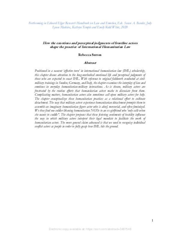 (PDF) How the Emotions and Perceptual Judgments of International Actors ...