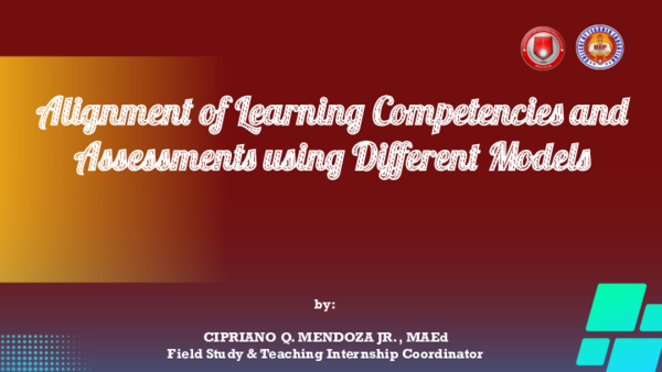 (PDF) Alignment of Learning Competencies and Assessments using Different Models