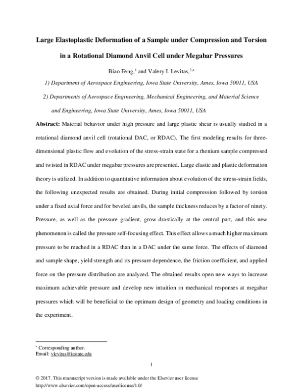 (PDF) Large elastoplastic deformation of a sample under compression and ...