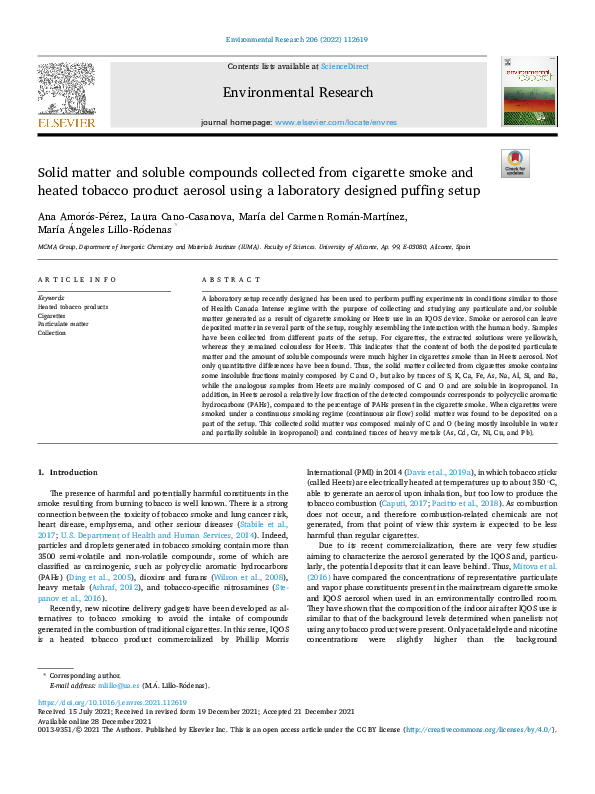 (PDF) Solid matter and soluble compounds collected from cigarette smoke ...