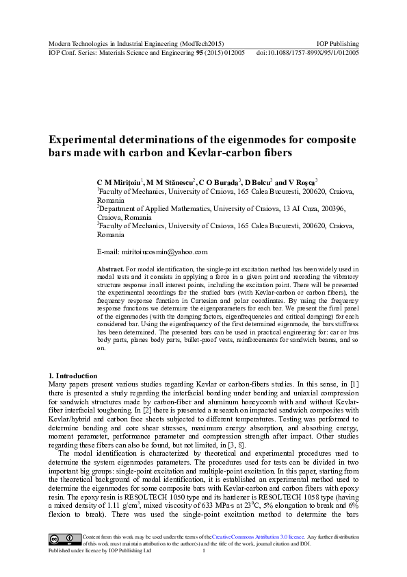 (PDF) Experimental determinations of the eigenmodes for composite bars made with carbon and ...