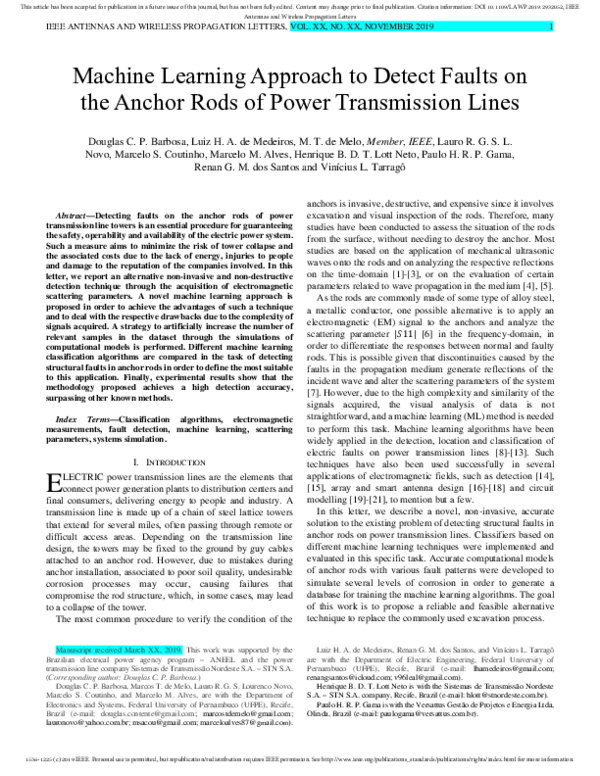 (PDF) Machine Learning Approach to Detect Faults in Anchor Rods of Power Transmission Lines