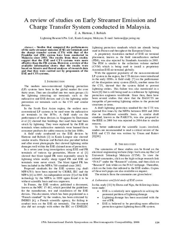 (PDF) A review of studies on early streamer emission and charge ...