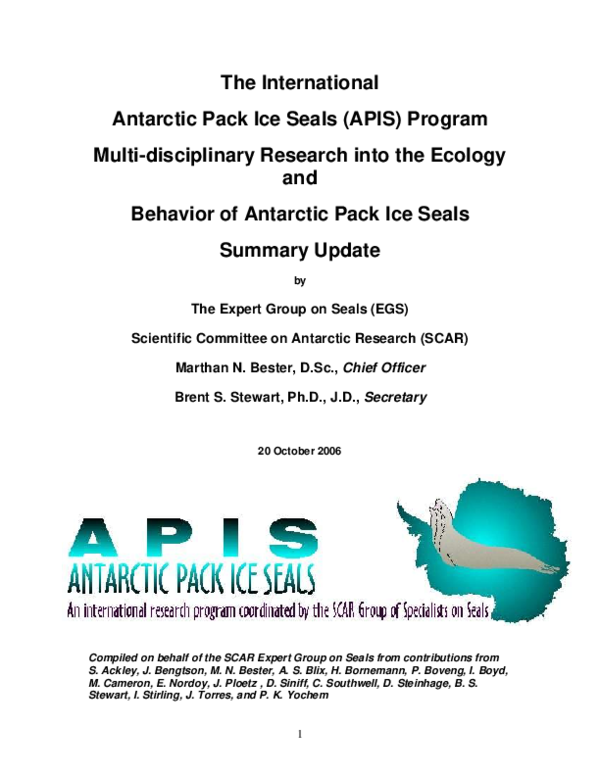 (PDF) The International Antarctic Pack Ice Seals (APIS) Program. Multi ...
