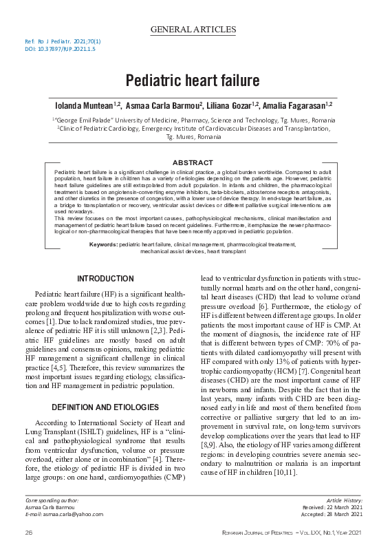 (PDF) Pediatric heart failure