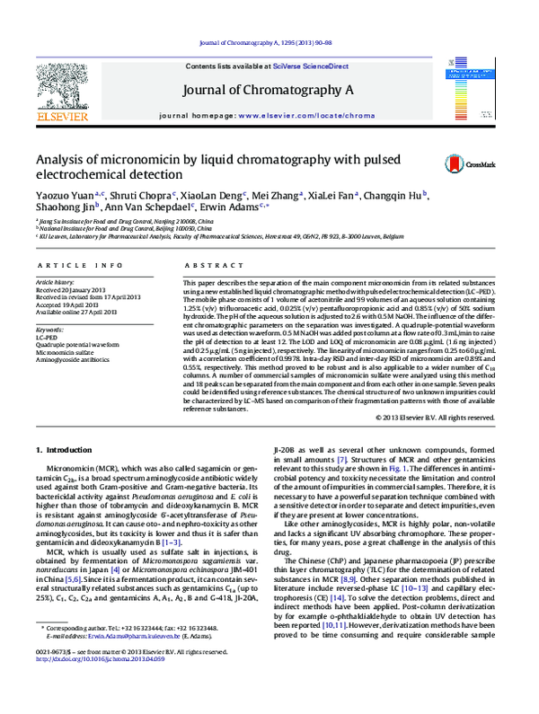 (PDF) Analysis of micronomicin by liquid chromatography with pulsed ...