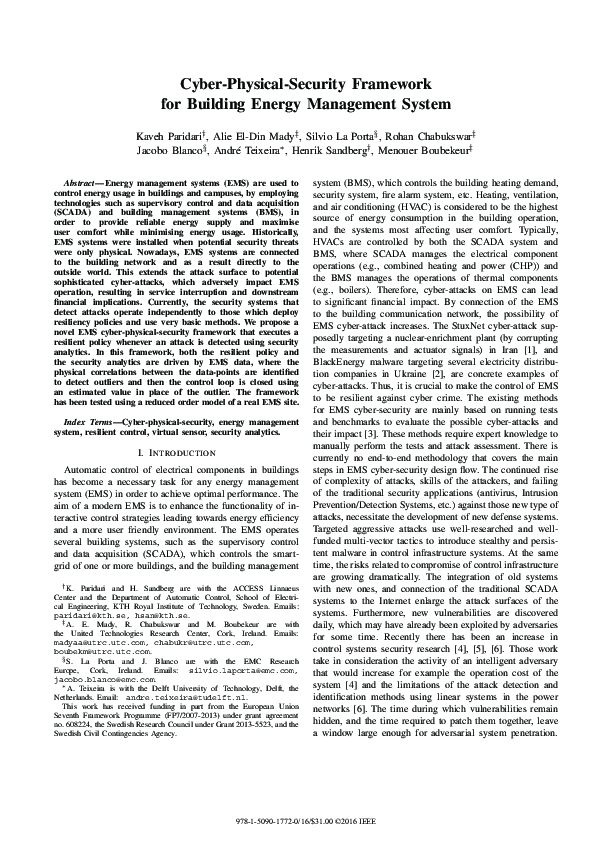 (PDF) Cyber-Physical-Security Framework for Building Energy Management ...