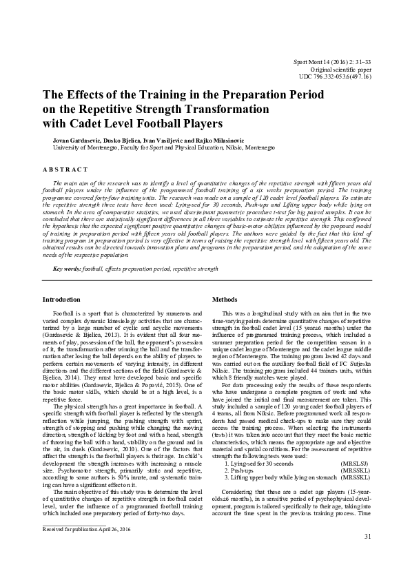 (PDF) The Effects of the Training in the Preparation Period on the ...