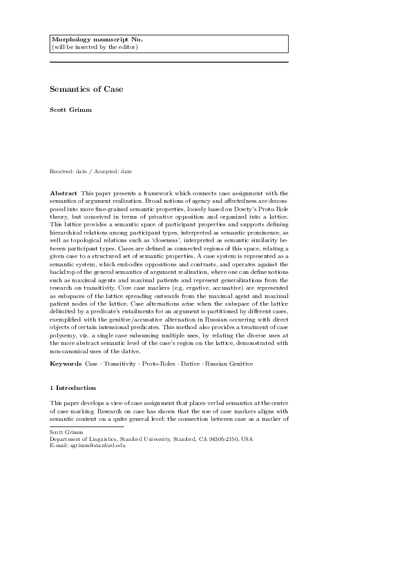 (PDF) Semantics of case