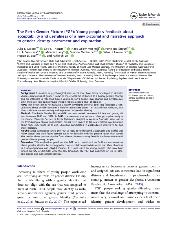 (PDF) The Perth Gender Picture (PGP): Young people’s feedback about ...