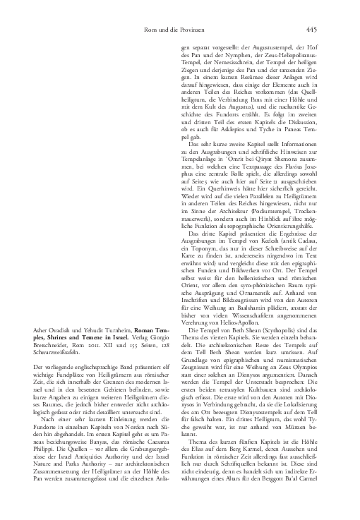 (PDF) Asher Ovadiah und Yehudit Turnheim, Roman Temples, Shrines and ...