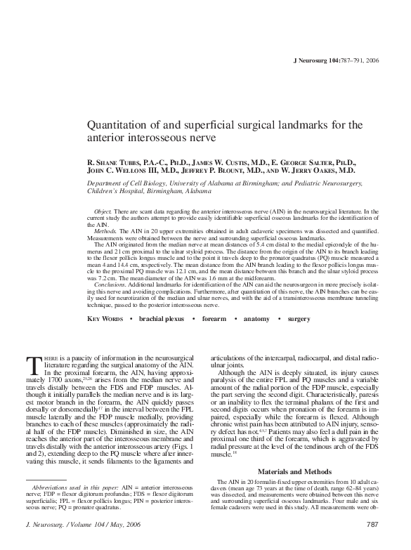 (PDF) Quantitation of and superficial surgical landmarks for the ...