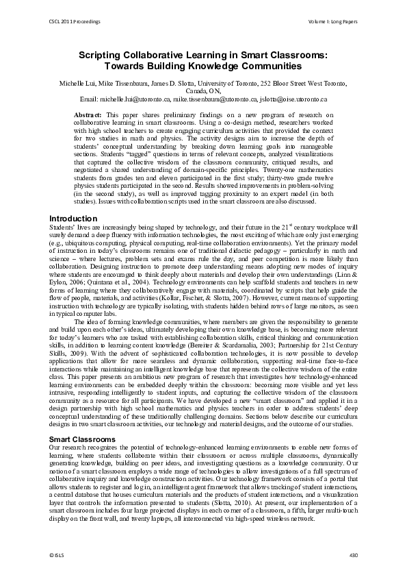 (PDF) Scripting Collaborative Learning in Smart Classrooms: Towards ...