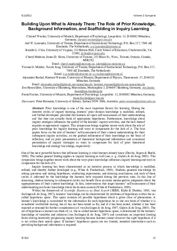 (PDF) Building upon what is already there: The role of prior knowledge ...