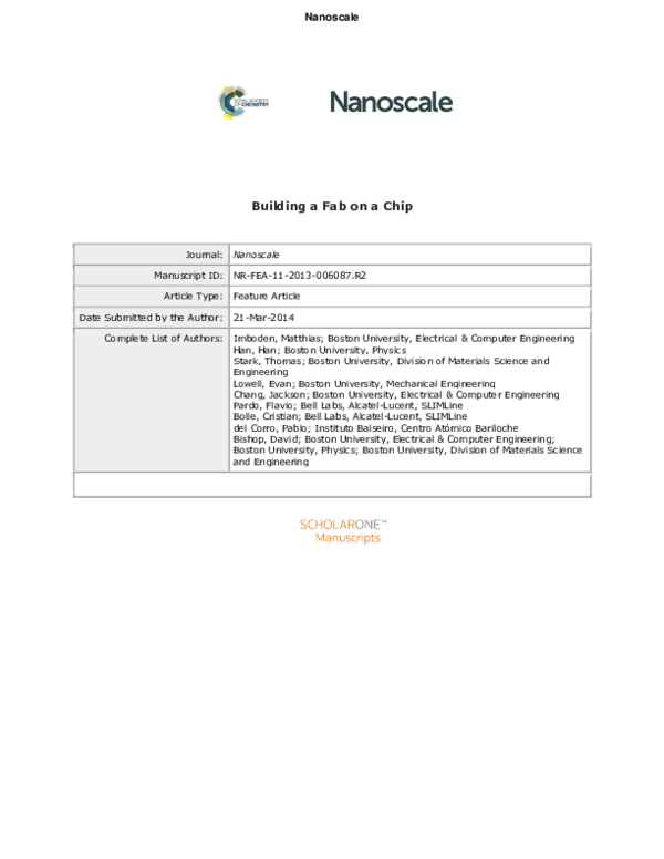 (PDF) Building a Fab on a Chip