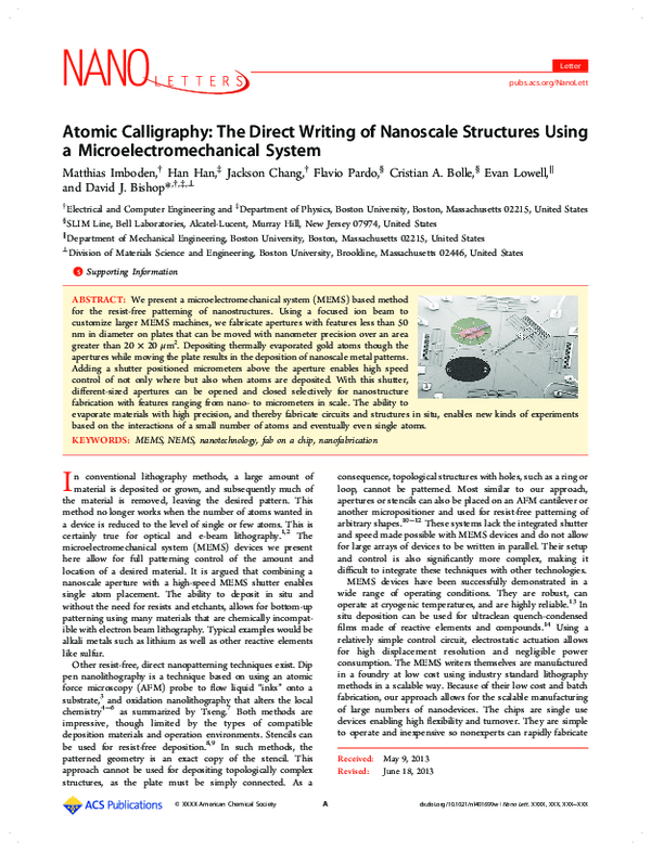 (PDF) Atomic Calligraphy: The Direct Writing of Nanoscale Structures ...