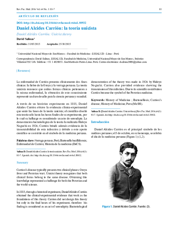 (PDF) Daniel Alcides Carrión: la teoría unicista