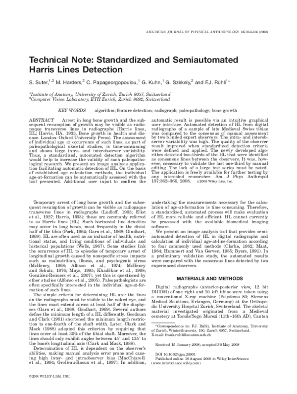 (PDF) Technical note: Standardized and semiautomated Harris lines ...