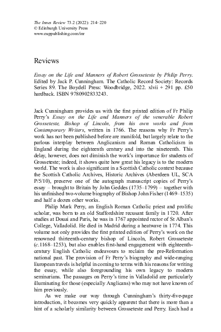 (PDF) Essay on the Life and Manners of Robert Grosseteste by Philip ...