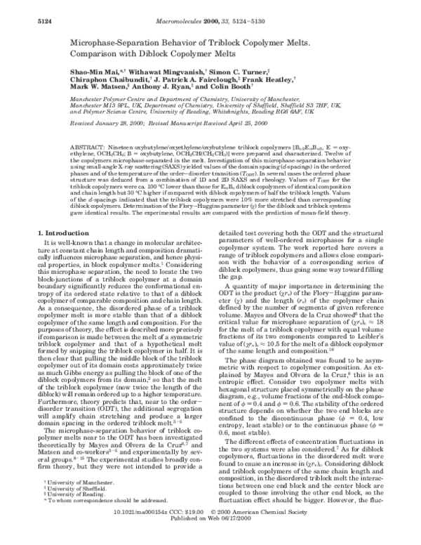 (PDF) Microphase-Separation Behavior of Triblock Copolymer Melts ...