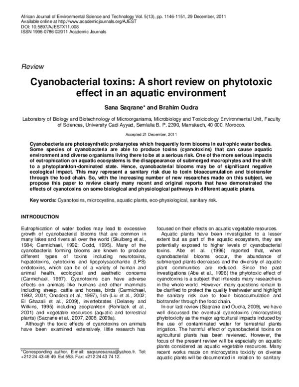 (PDF) Cyanobacterial toxins: A short review on phytotoxic effect in an ...