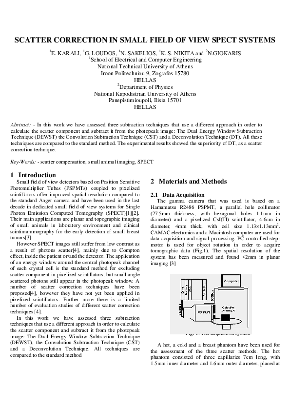 (PDF) Scatter Correction in Small Field of View Spect Systems