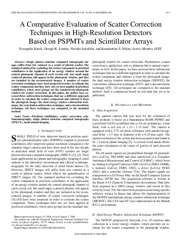 (PDF) A Comparative Evaluation of Scatter Correction Techniques in High-Resolution Detectors ...
