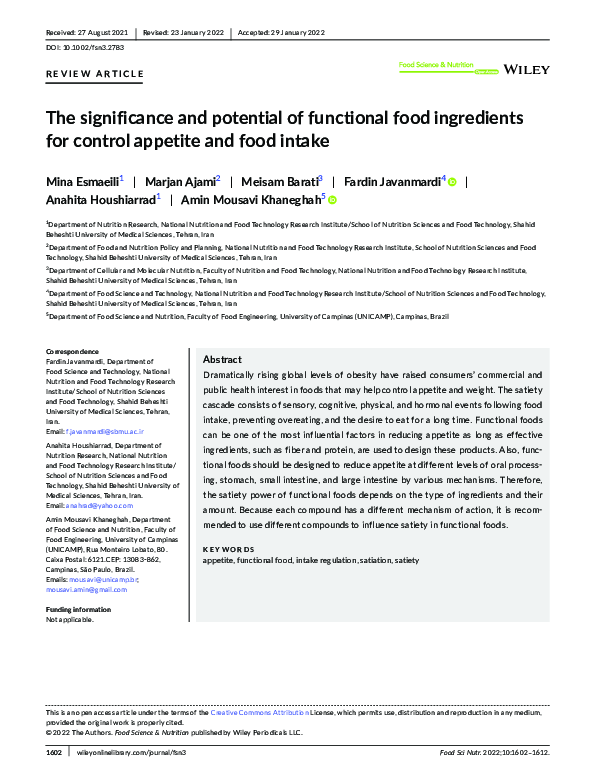 (PDF) The significance and potential of functional food ingredients for ...
