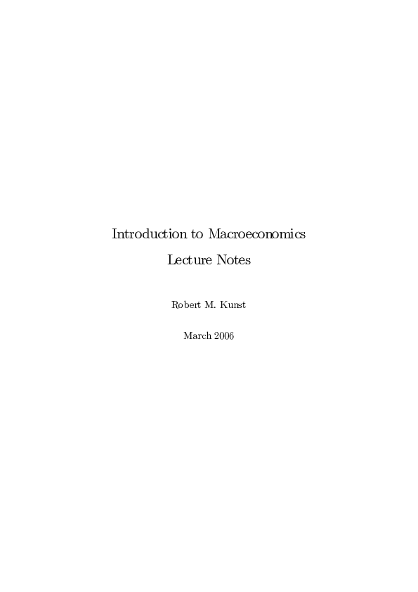 (PDF) Introduction to Macroeconomics Lecture Notes