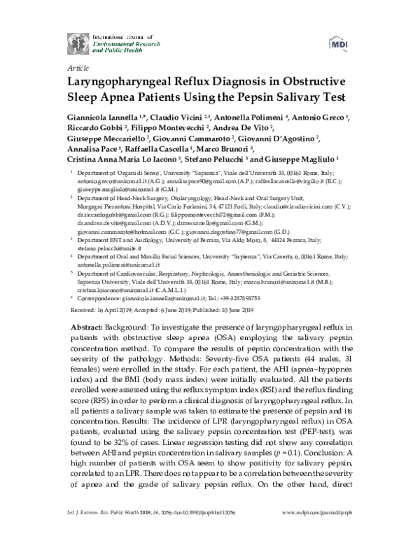 (PDF) Symptoms of laryngopharyngeal reflux in patients with obstructive ...