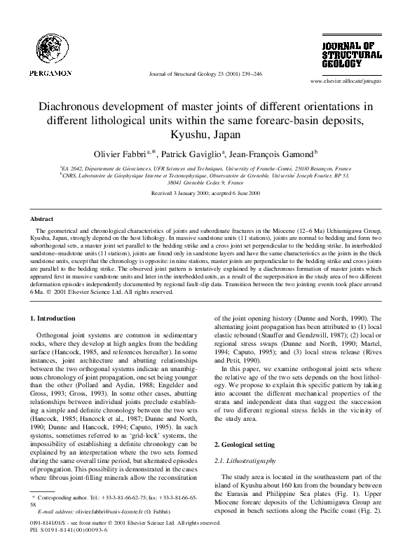(PDF) Diachronous development of master joints of different ...