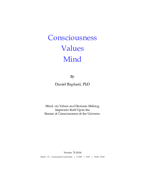 (PDF) CONSCIOUSNESS VALUES MIND