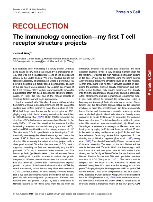 (PDF) The immunology connection--my first T cell receptor structure ...
