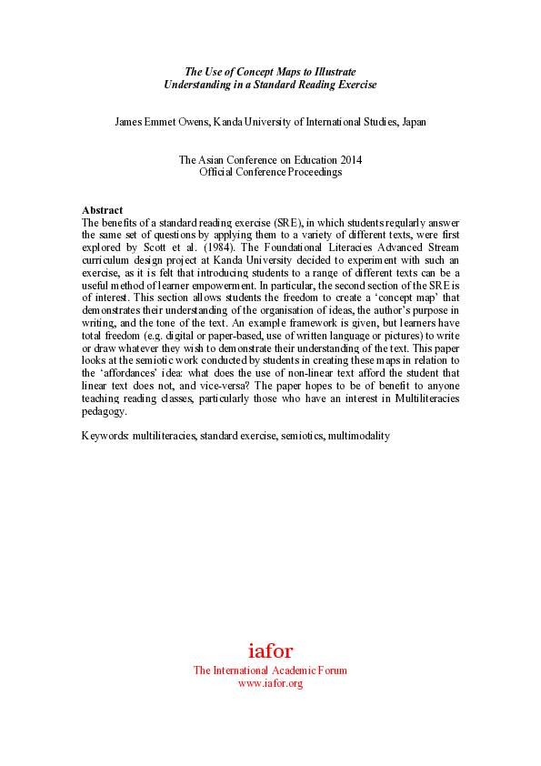 (PDF) The Use of Concept Maps to Illustrate Understanding in a Standard ...