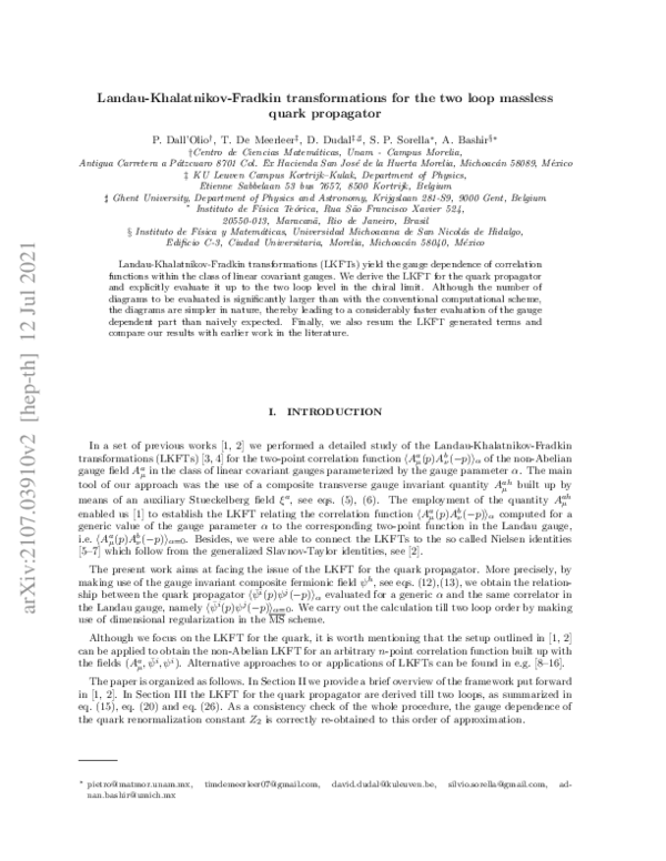 (PDF) Landau-Khalatnikov-Fradkin transformations for the two loop ...