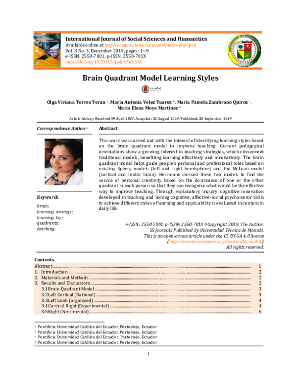 (PDF) Brain quadrant model learning styles