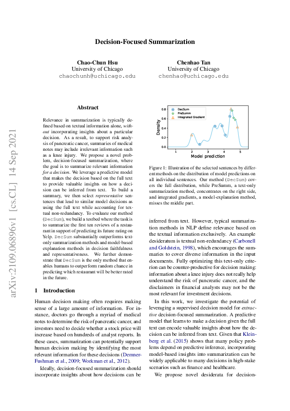 (PDF) Decision-Focused Summarization