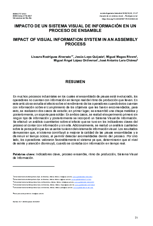 (PDF) Impact of Visual Information System in an Assembly Process