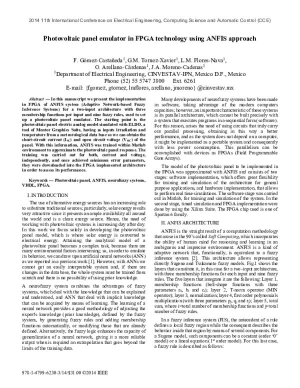 (PDF) Photovoltaic panel emulator in FPGA technology using ANFIS approach
