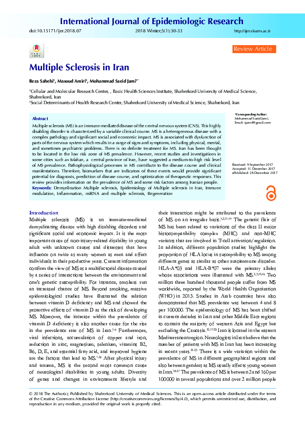 (PDF) Multiple Sclerosis in Iran