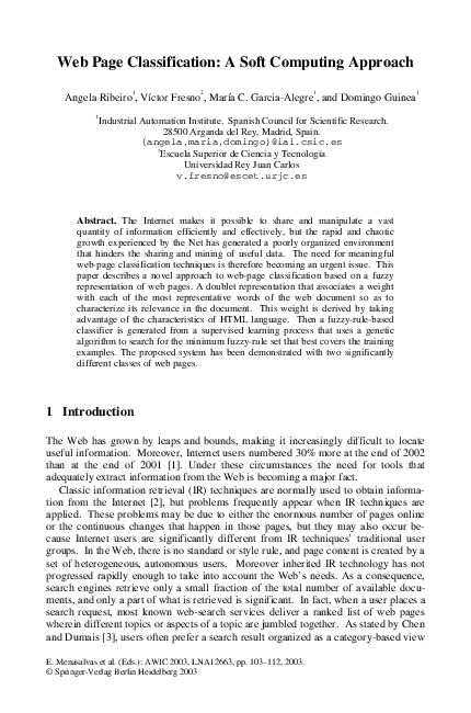 (PDF) Classification : A Soft Computing Approach