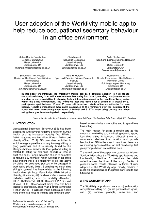 (PDF) User adoption of the Worktivity mobile app to help reduce ...