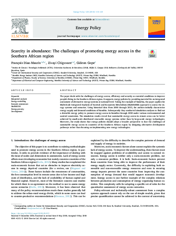 (PDF) Energy Access Challenges in Southern Africa