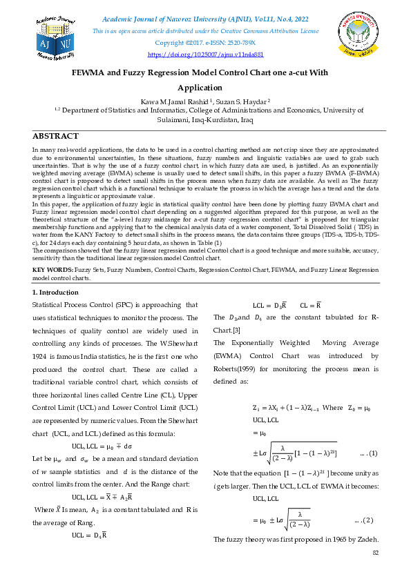 Pdf Fewma And Fuzzy Regression Model Control Chart One A Cut With Application