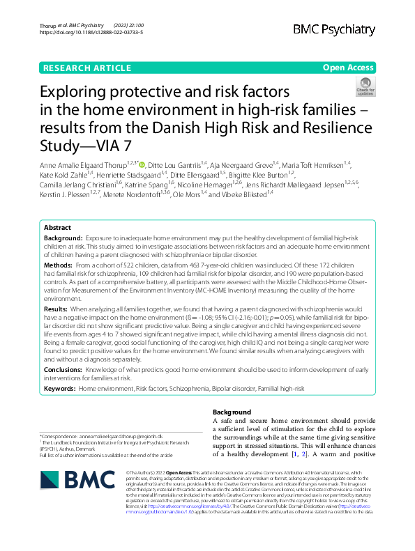 (PDF) Home Environment in High-Risk Families Study