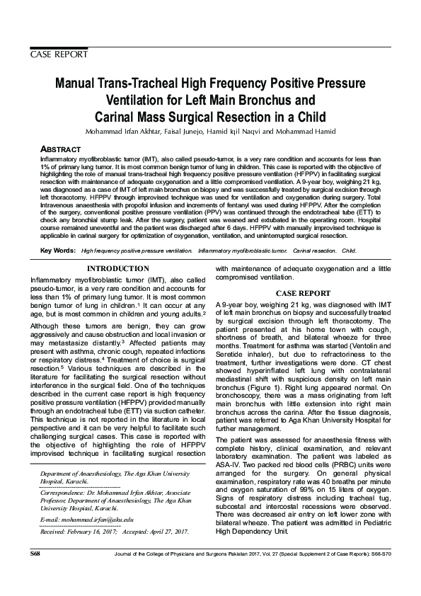 (PDF) Manual Trans-Tracheal High Frequency Positive Pressure ...