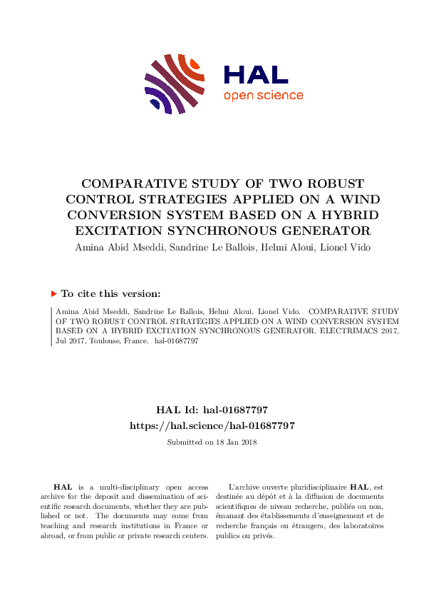 (PDF) Comparative Study of Two Robust Control Strategies Applied on a Wind Conversion System ...