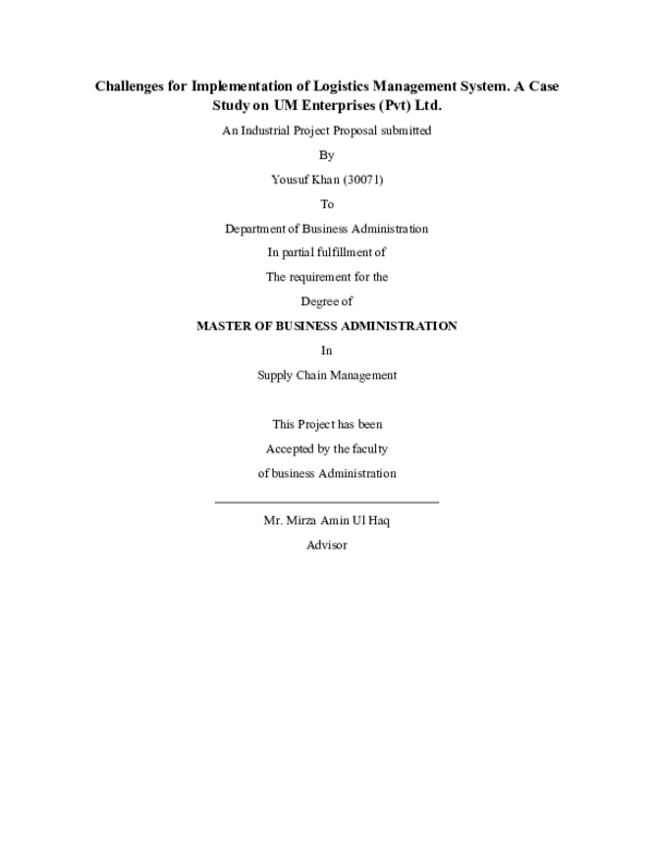 (DOC) Challenges for Implementation of Logistics Management System. A ...