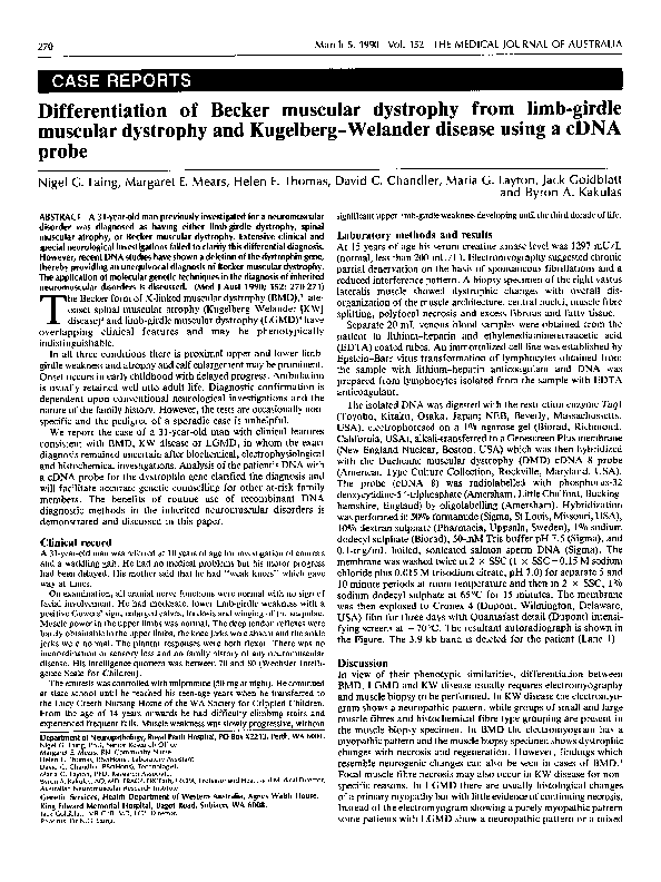 (PDF) Differentiation of Becker muscular dystrophy from limb‐girdle ...