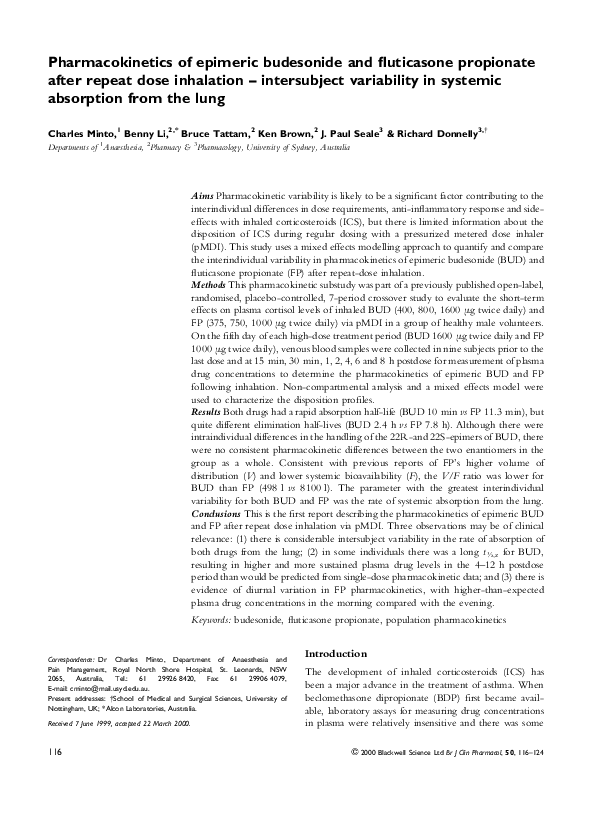 (PDF) Pharmacokinetics of epimeric budesonide and fluticasone ...